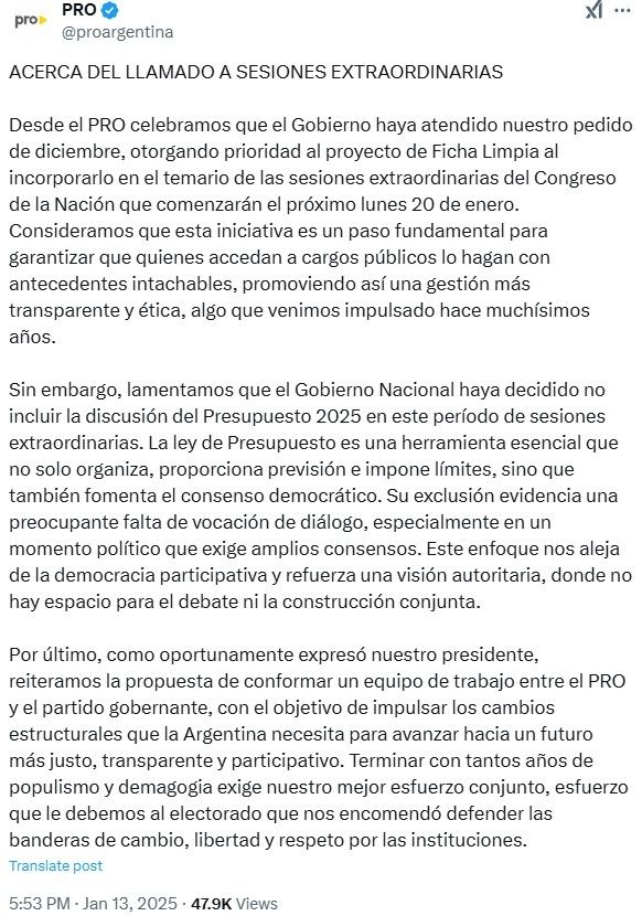 El comunicado del PRO enciende alarmas internas para Mauricio Macri