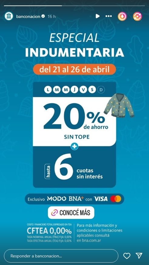 Banco Nación lanza mega descuento en ropa, hasta 6 cuotas sin interés y sin tope de reintegro