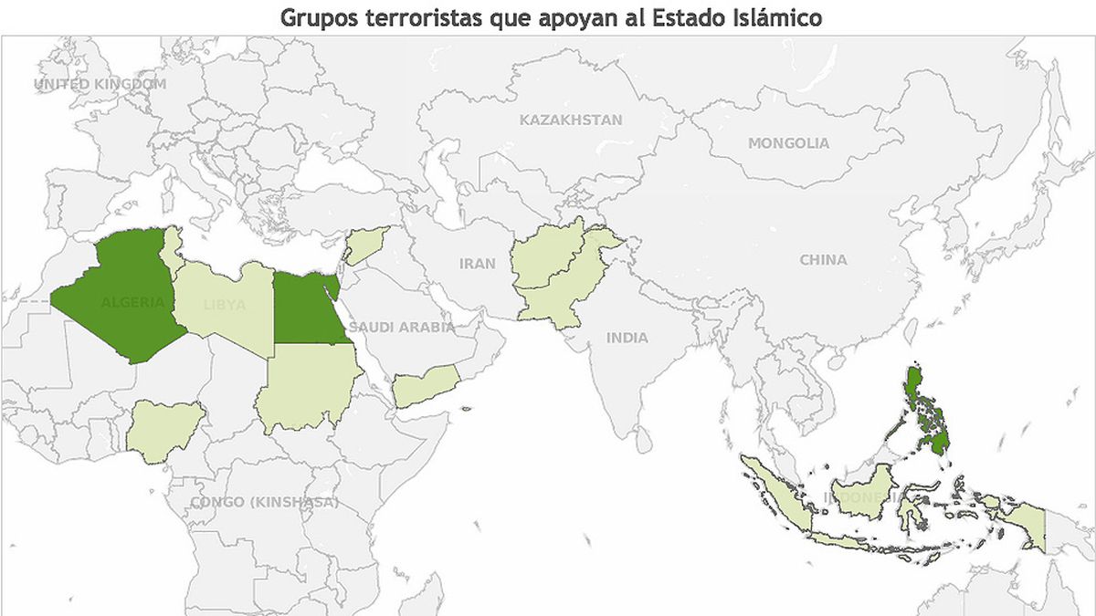 El mapa interactivo de los aliados del Estado Islámico
