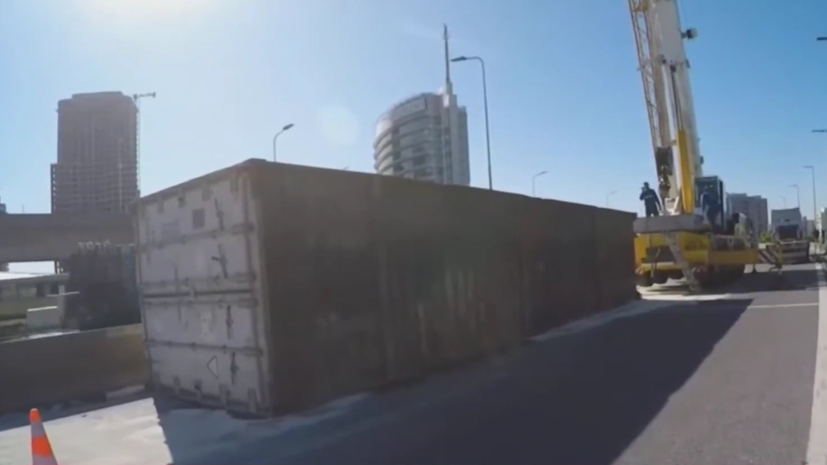 Un camión chocó, volcó un container con pollo congelado y provocó ...