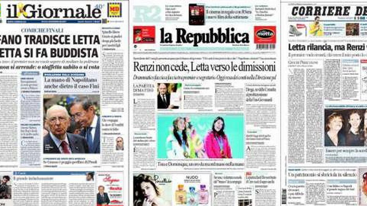 Crisis en Italia: las portadas de los principales diarios