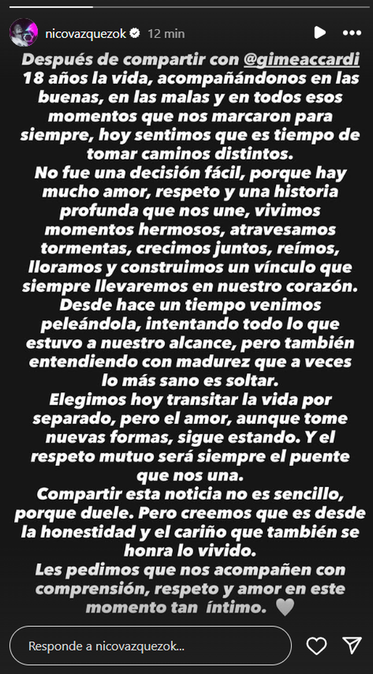 Nicolás Vázquez volvió a separarse: el recuerdo de Mercedes Funes y una historia que podría ...