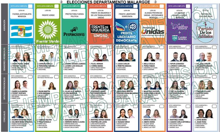 Esta es la boleta única que se usará en Malargüe: todos los candidatos