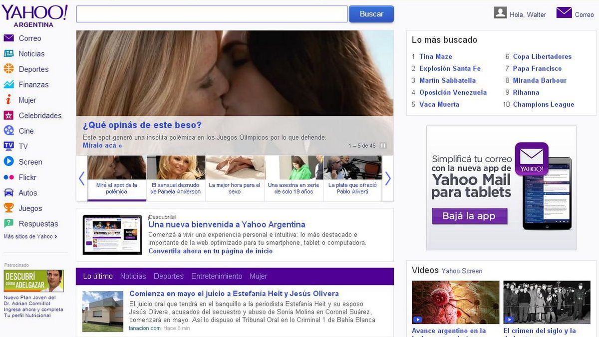 Yahoo estrenó su nueva portada en Argentina