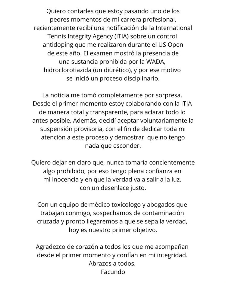 Facundo Bagnis fue suspendido por un caso de doping: Uno de los peores ...